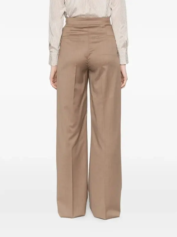Max Mara Wool Twill Pleated Trousers