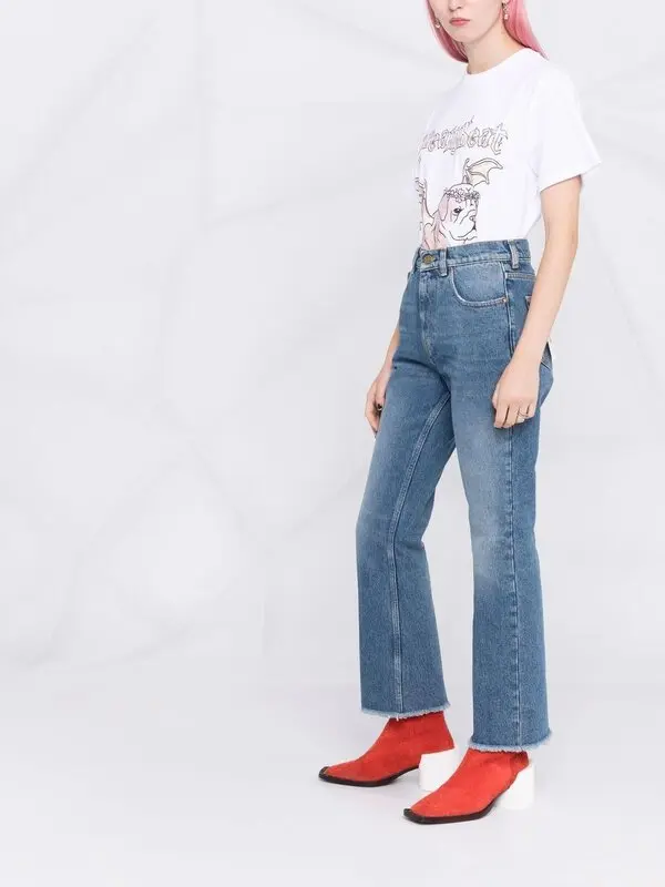 GOLDEN GOOSE Cropped Flare Jeans With Double Star Detail