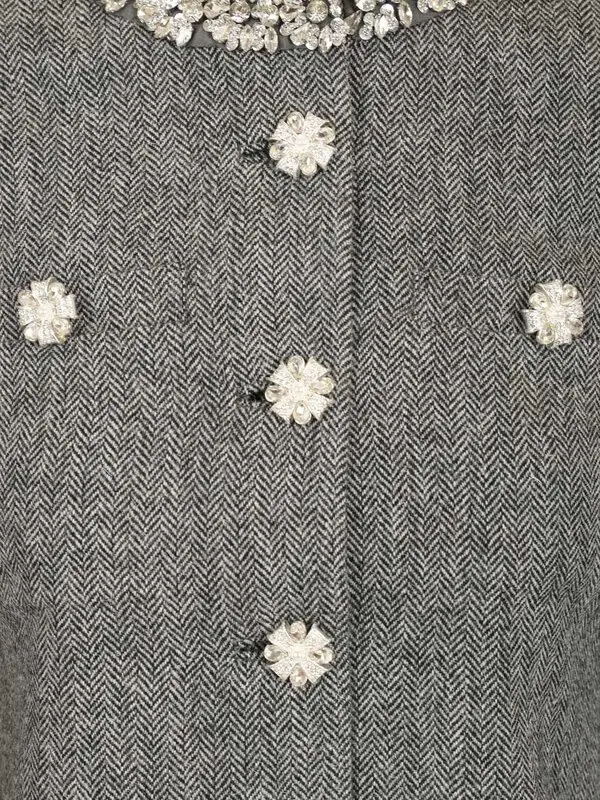 SELF-PORTRAIT Herringbone Jacket With Crystal Trim