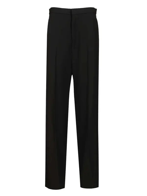 Balenciaga Wool Tuxedo Pants With Satin Band - Black