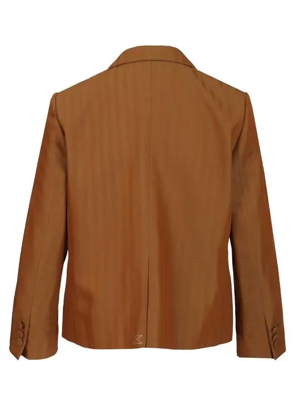 Dries Van Noten Short Striped Wool Twill Blazer - Brown