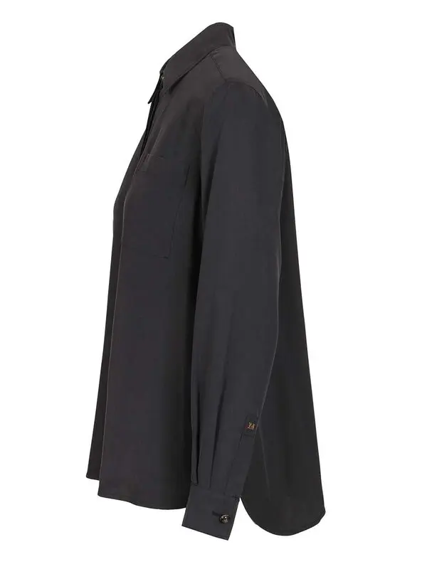 Max Mara Siamese Shirt In Washed Silk - Blue