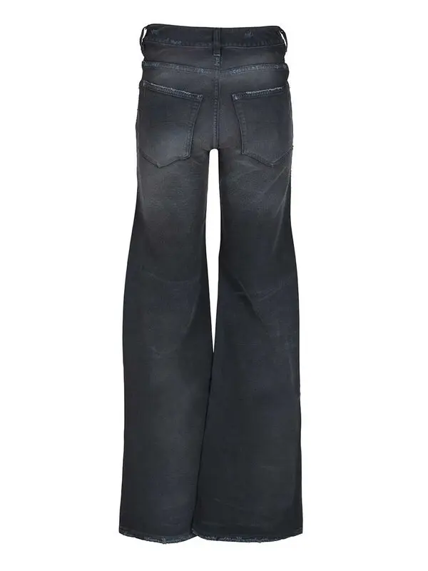 Balenciaga Curved Waist Wide Flare Leg Jeans - Blue