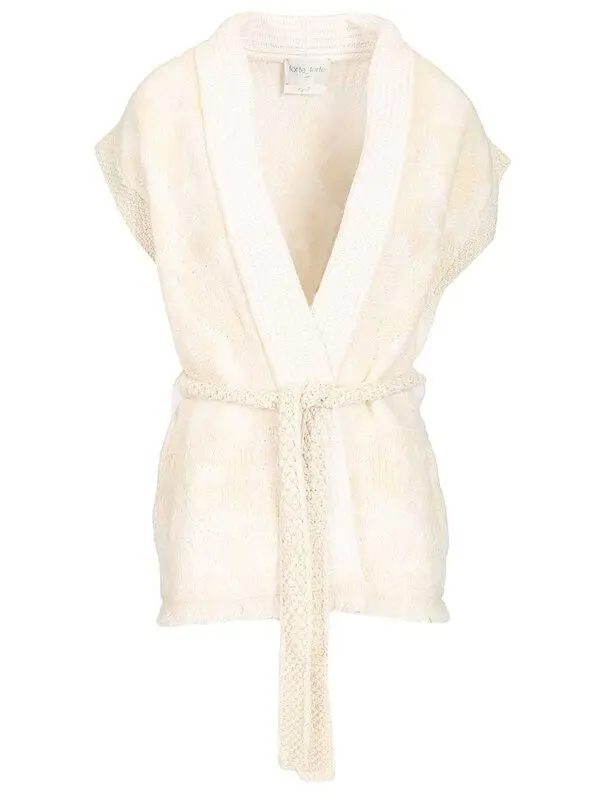 FORTE_FORTE Iris Velvet" Sleeveless Vest - White