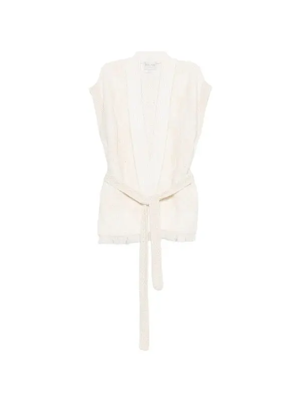 FORTE_FORTE Iris Velvet" Sleeveless Vest - White
