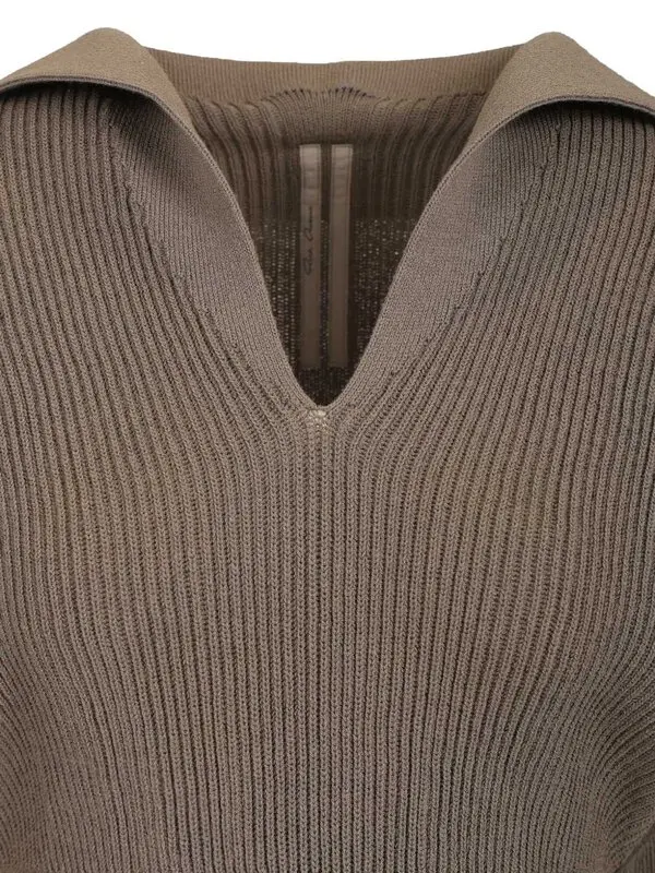 Rick Owens Cropped Ribbed V-neck Wool Sweater