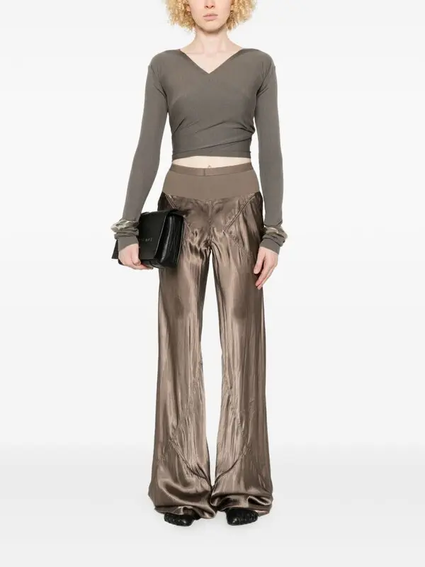 Rick Owens Bias Satin Flared Trousers