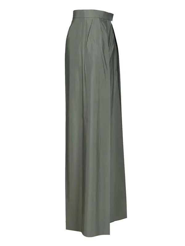 Max Mara Wide-leg Wool And Silk Trousers - Green