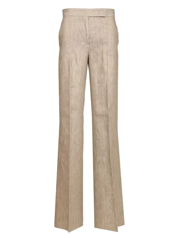 Max Mara Chevron Linen Batavia Trousers - Cream
