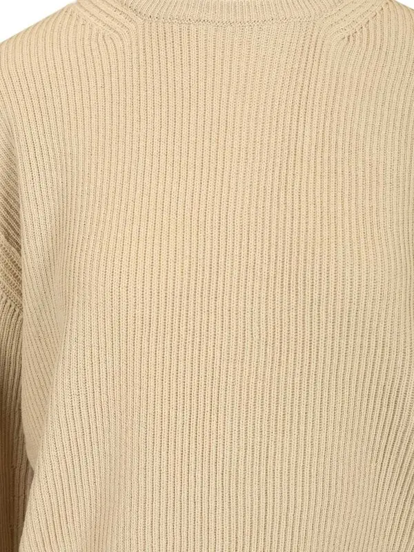 Rick Owens Ribbed Wool Sweater With Back Opening - Cream