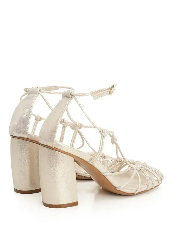 FORTE_FORTE Laminated Leather High-heeled Sandals With Braiding - Multicolor