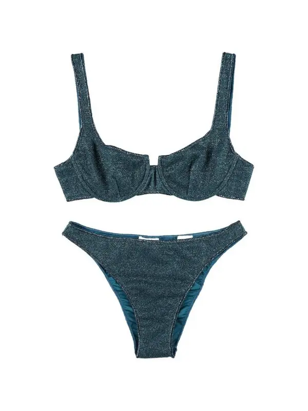 Oseree Balconette Bikini Top And Bottom - Blue