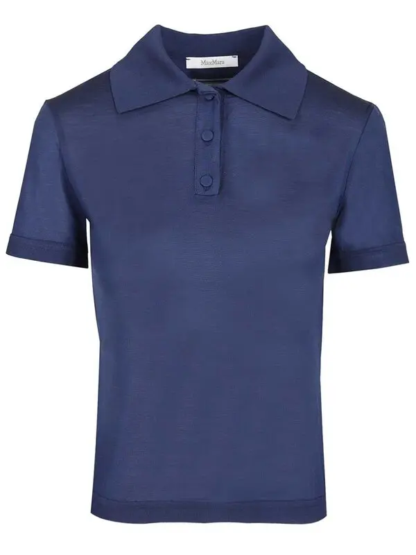 Max Mara Silk Jersey Polo Shirt - Blue