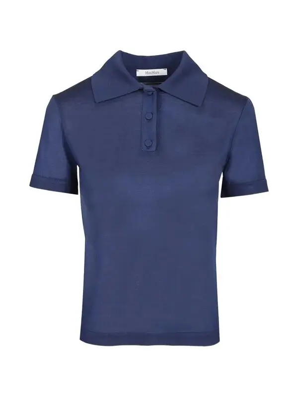 Max Mara Silk Jersey Polo Shirt - Blue