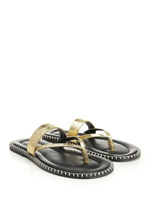 Dries Van Noten Metallic Leather Flip-flops