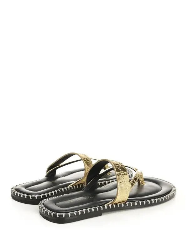 Dries Van Noten Metallic Leather Flip-flops