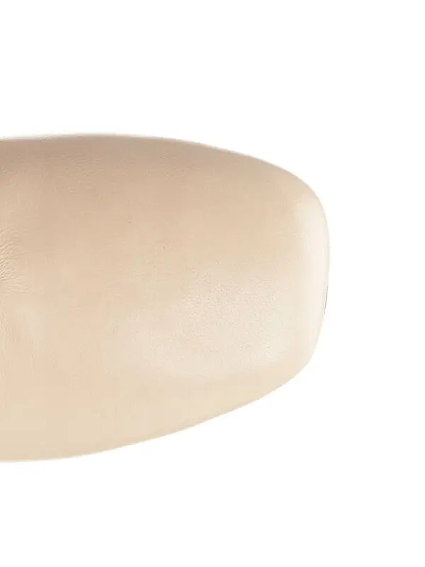 FORTE_FORTE Laminated Leather Clogs With Metal Heel - Cream