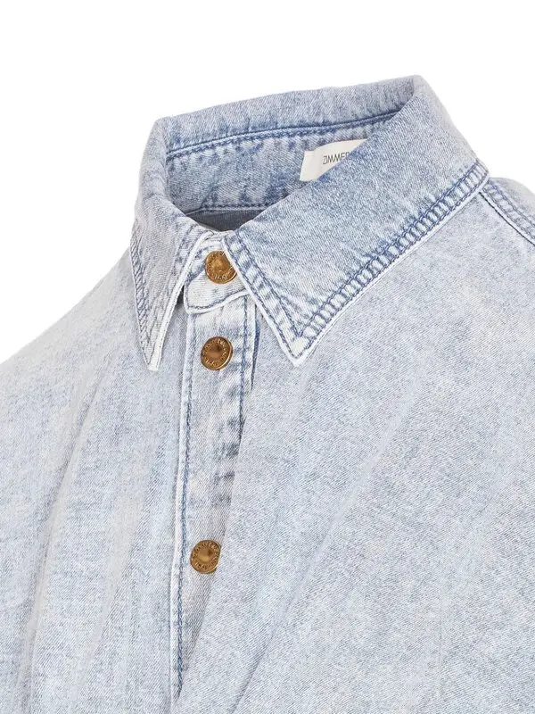 Zimmermann Rebellion Cropped Denim Wrap Top - Blue