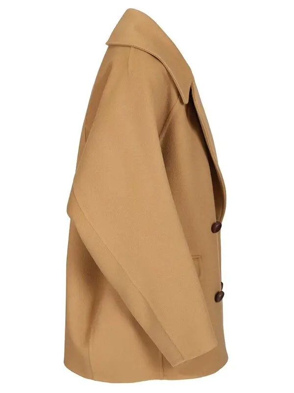 Loewe Double-breasted Wool Coat - Cream