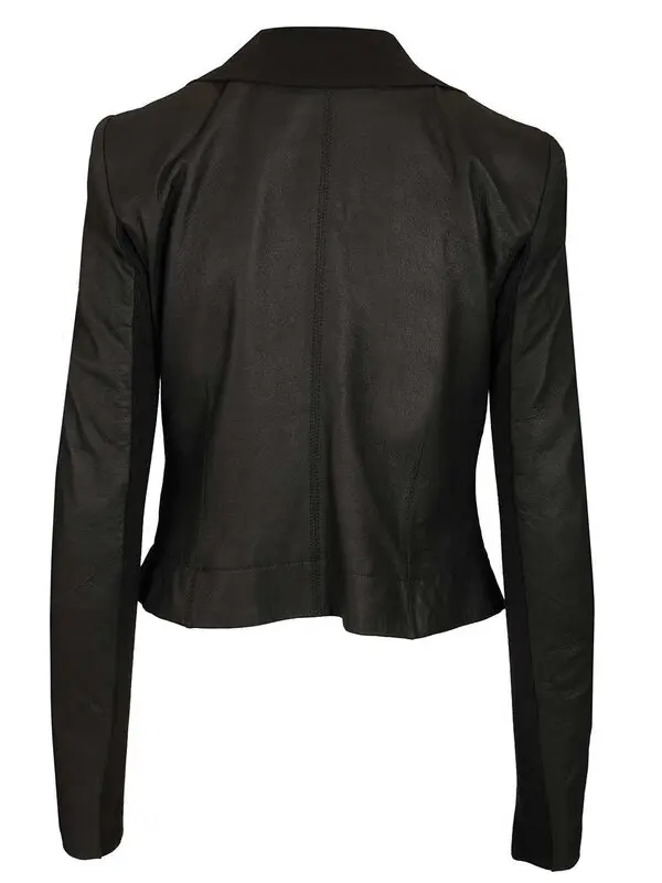 Rick Owens Lambskin Leather Cropped Biker Jacket With Shawl Collar