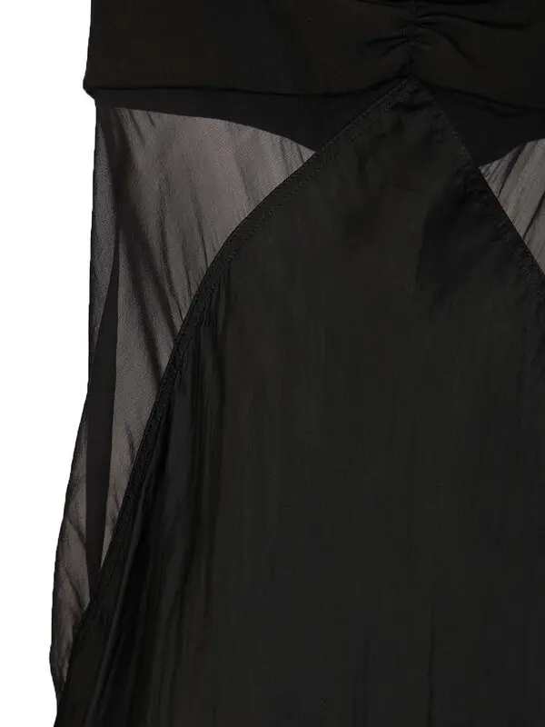 Rick Owens Combo Long Satin Dress With Sheer Panels