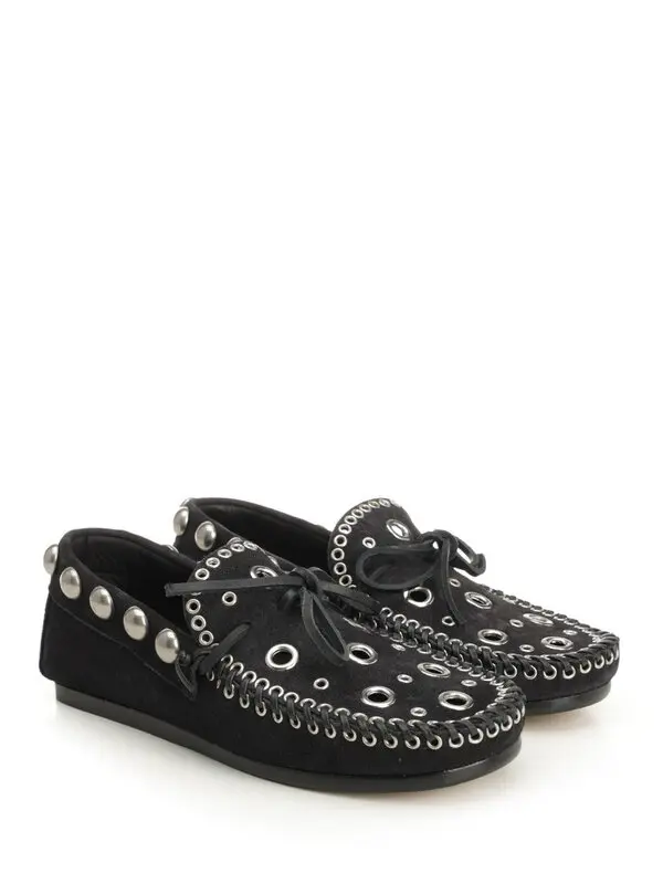 Isabel Marant Étoile Suede Eyelets Moccasins - Black