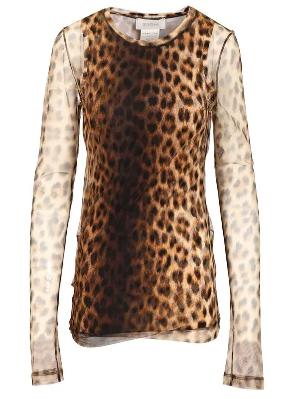 Sportmax Bi-material Animalier Top