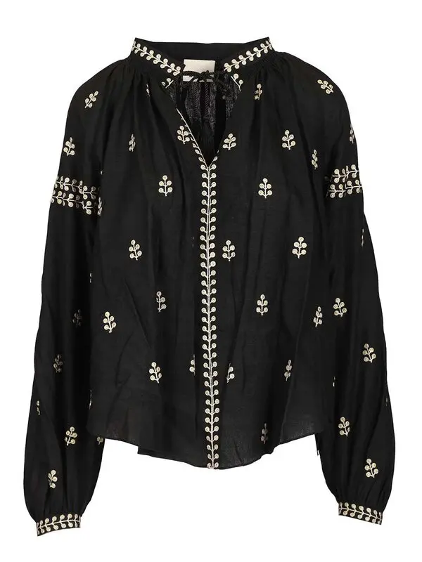 Isabel Marant Étoile Rodis Embroidered Tussar Silk Blouse