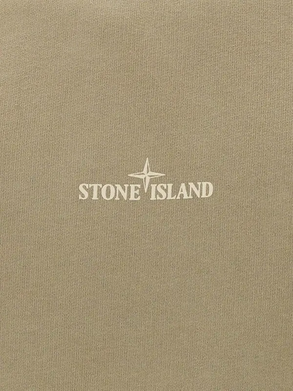Stone Island Organic Cotton Fleece Crewneck Sweatshirt With Printed Logos