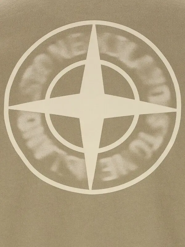 Stone Island Organic Cotton Fleece Crewneck Sweatshirt With Printed Logos