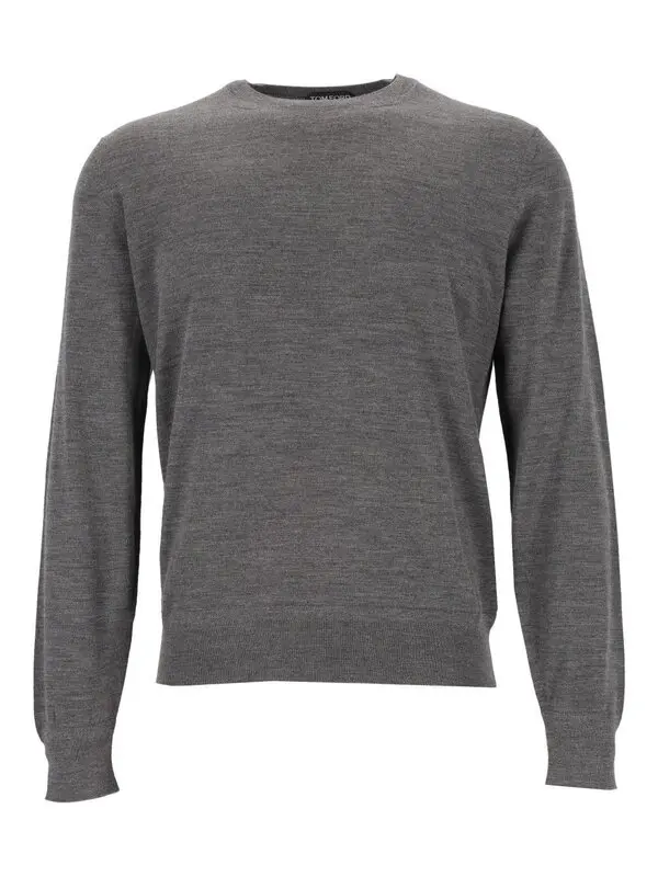 TOM FORD Crew Neck Fine-weave Wool Sweater - Gray