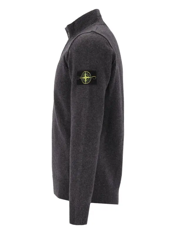 Stone Island Ribbed Knit Zip Sweater