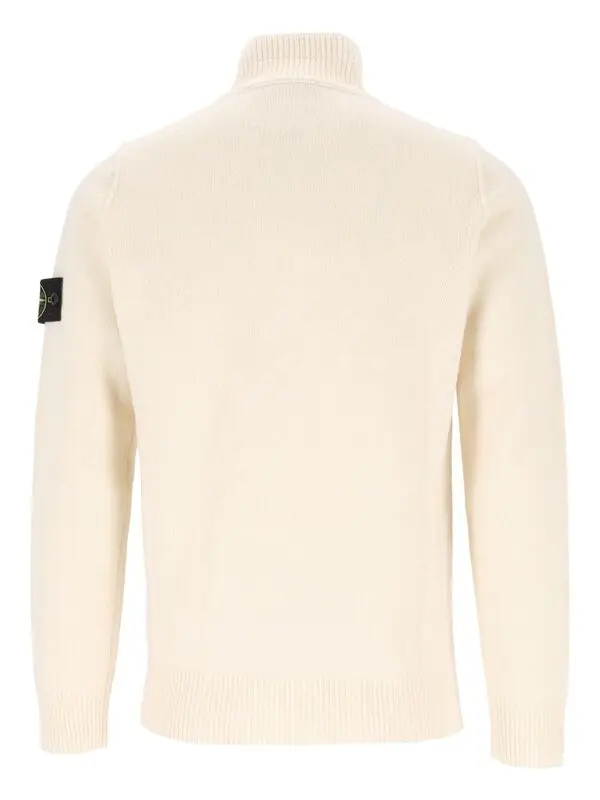 Stone Island Ribbed Half-zip Sweater With Felt Trim