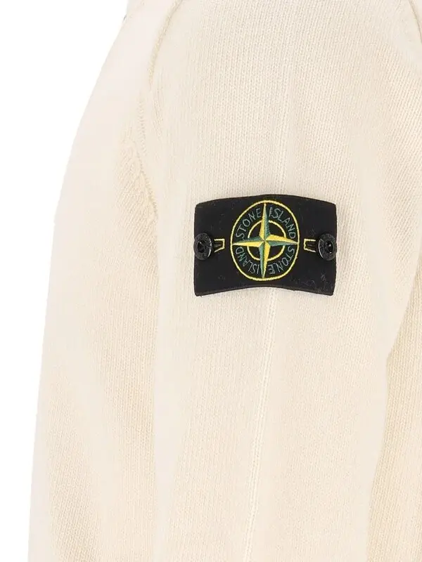 Stone Island Ribbed Half-zip Sweater With Felt Trim