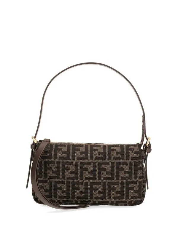 Fendi Small Zip Top Bag In Ff Jacquard - Brown