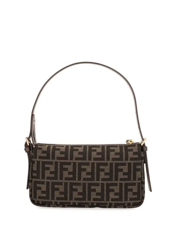 Fendi Small Zip Top Bag In Ff Jacquard - Brown