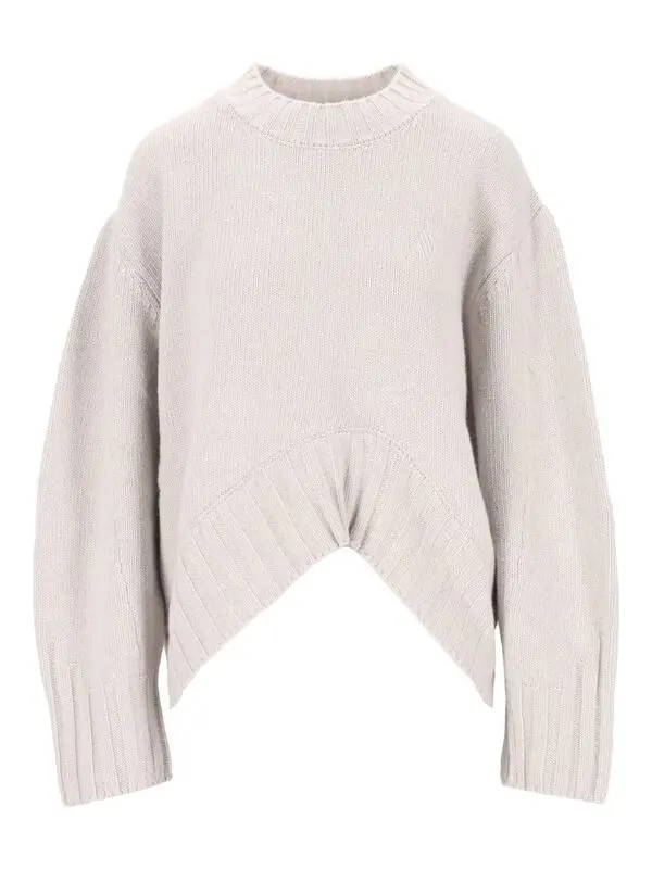 Attico Crewneck Sweater With Ribbed Trims And Dropped Shoulders - Gray