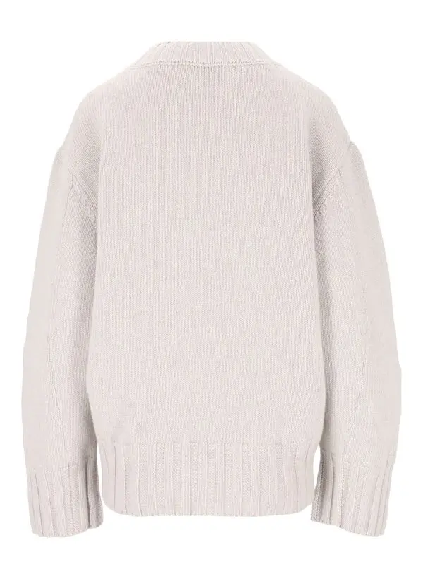 Attico Crewneck Sweater With Ribbed Trims And Dropped Shoulders - Gray