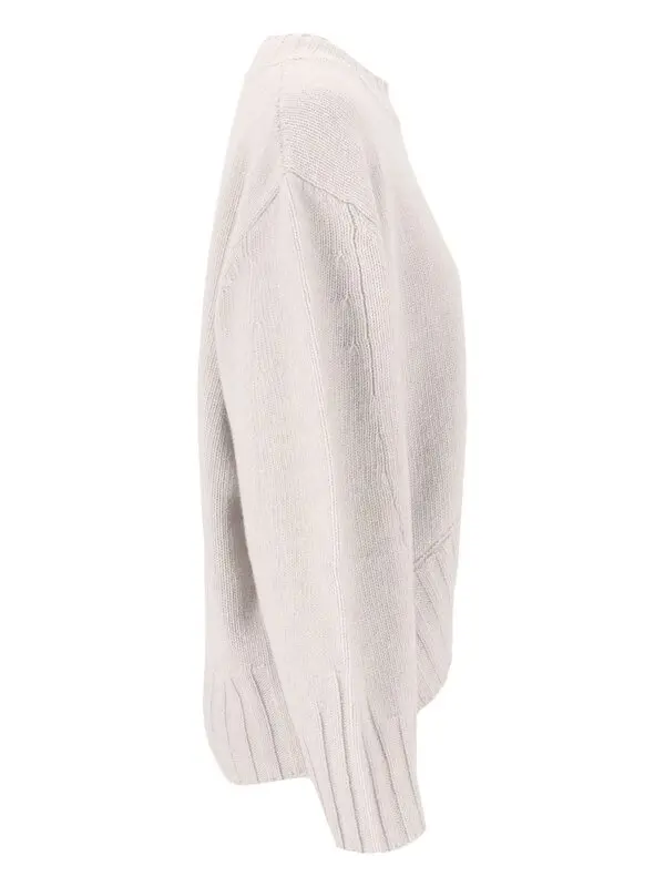 Attico Crewneck Sweater With Ribbed Trims And Dropped Shoulders - Gray