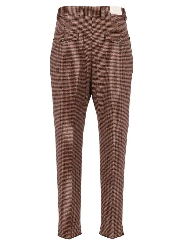 Eleventy Pleated Houndstooth Wool-blend Trousers