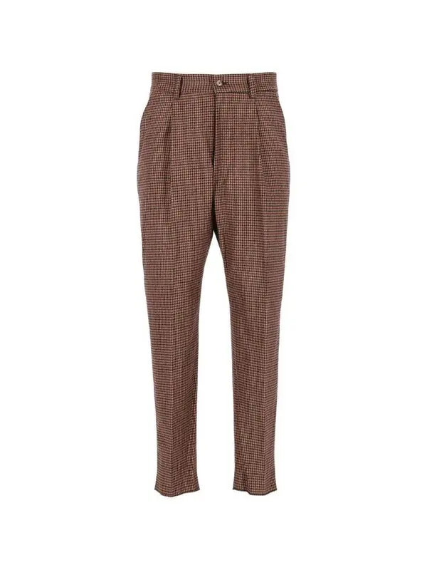 Eleventy Pleated Houndstooth Wool-blend Trousers