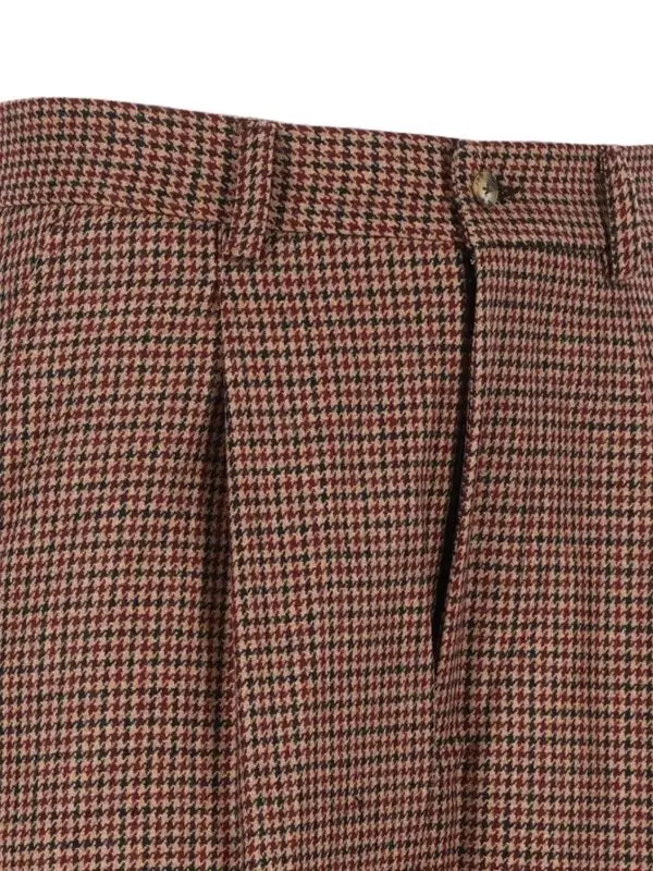 Eleventy Pleated Houndstooth Wool-blend Trousers