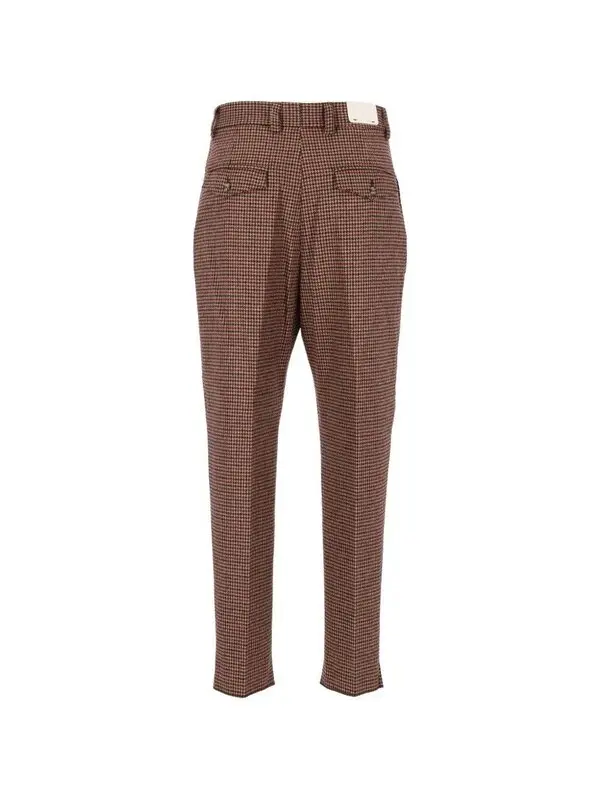 Eleventy Pleated Houndstooth Wool-blend Trousers
