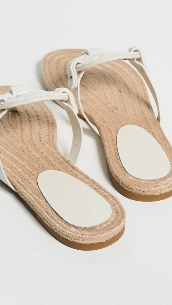 Tory Burch Miller Beaded Espadrille Sandals - Blanc