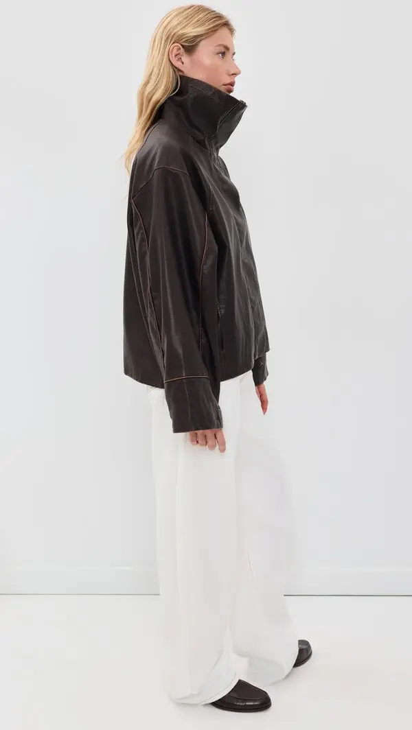 Lioness Shoreline Funnel Neck Faux Leather Jacket