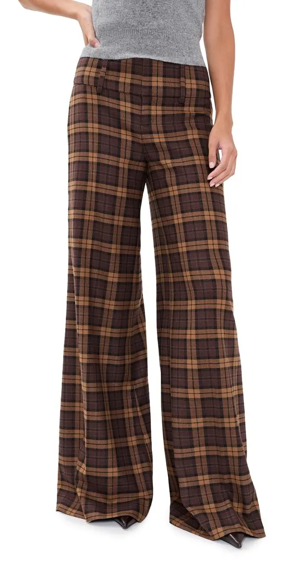 Alice + Olivia Plaid Wide Leg Flare Pants