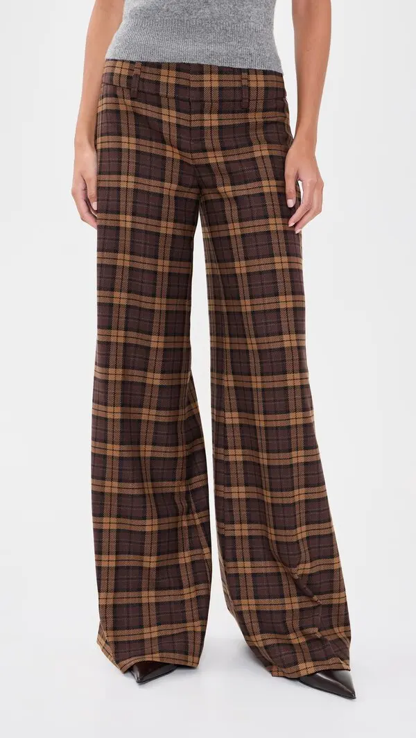 Alice + Olivia Plaid Wide Leg Flare Pants