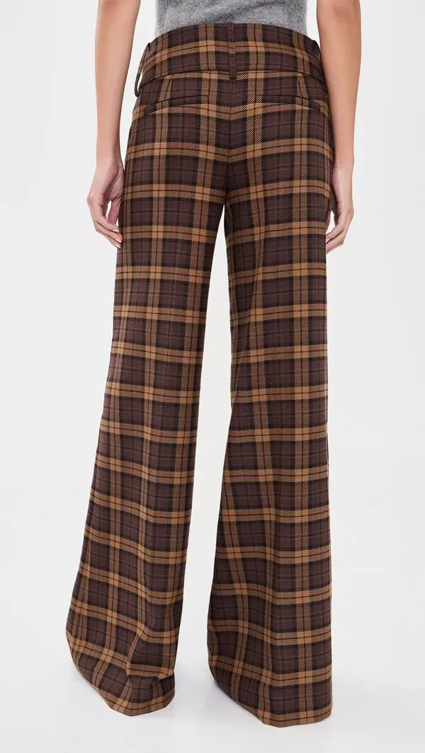 Alice + Olivia Plaid Wide Leg Flare Pants