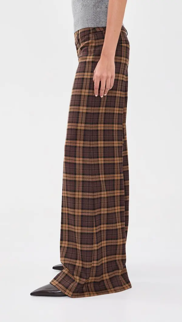 Alice + Olivia Plaid Wide Leg Flare Pants