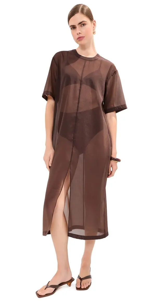 LE BOP Organza Midi Dress - Coffee Bean